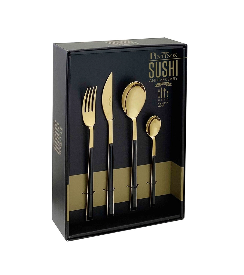 Sushi Anniversary Gold&Black cutlery with steel handle » Online Shop ...